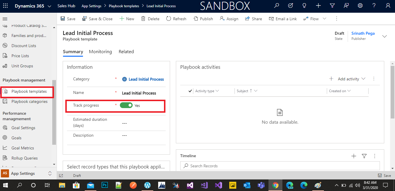 Use Playbooks in Microsoft Dynamics 365 Customer Engagement – Srinath Pega
