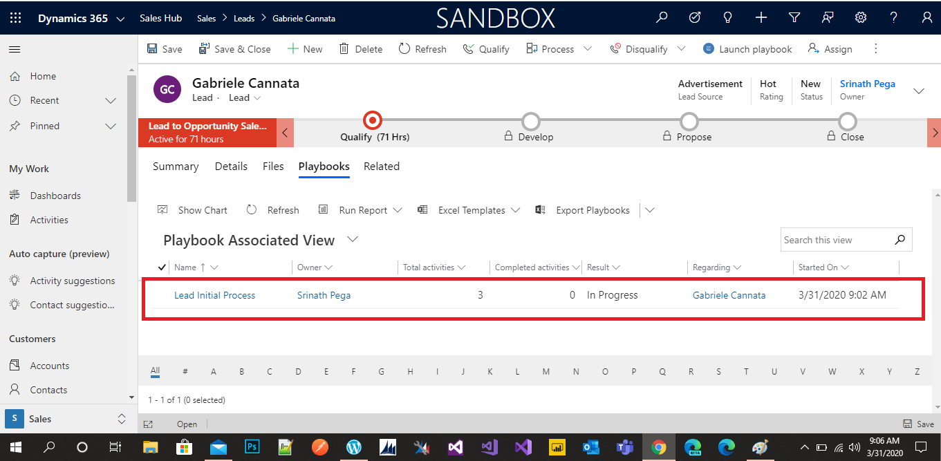 Use Playbooks in Microsoft Dynamics 365 Customer Engagement – Srinath Pega