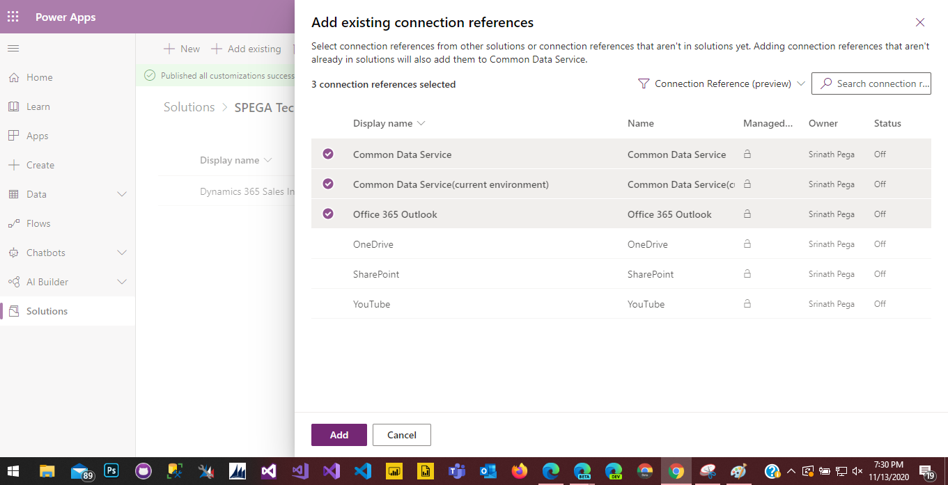 Import solution to CDS. Missing Connection references error… – Srinath Pega