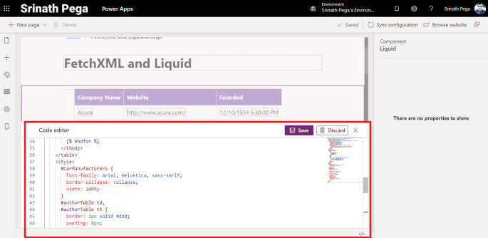 Power Apps Portal #14- Display Entity List using FetchXML and Liquid Code – Srinath Pega