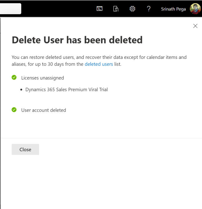 Power Platform User Permanently deletion from Azure Active Directory – Srinath Pega