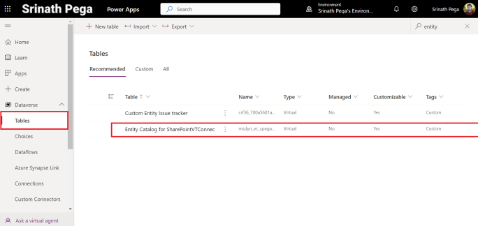 Create the Virtual Tables in Dataverse With the Virtual connector ...